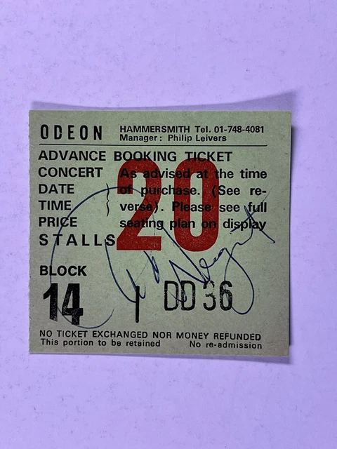 TED NUGENT SIGNÉ Ticket Odeon Hammersmith London Original 29th Février ...