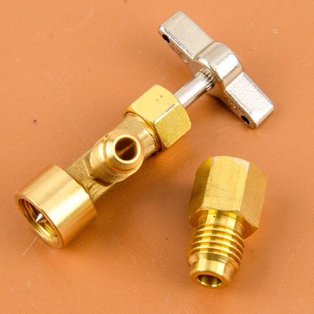 CAN TAP VALVE R134A Refrigerant Dispenser Tool AC-Tank.Adapter 1/4 Hose ...