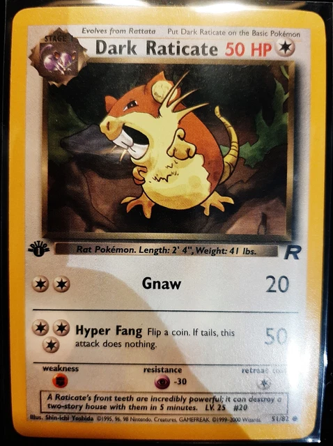 CARTA POKEMON DARK Raticate 51/82 1° Edizione Sigillo Rattikarl Team ...