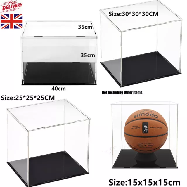 CLEAR ACRYLIC DISPLAY Case Perspex Box Plastic Black Base Dustproof ... CLEAR ACRYLIC DISPLAY Case Perspex Box Plastic Black Base Dustproof ...