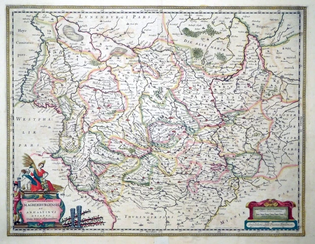 KUPFERSTICH, LANDKARTE MAGDEBURG und Anhalt, Jan Janssonius, um 1640 EUR 60,10 - PicClick DE