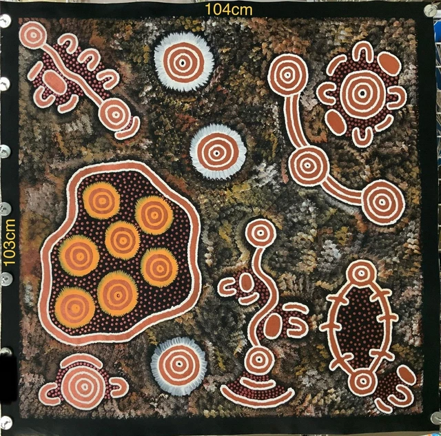 SHARON BUTCHER ABORIGINAL Artist Painting WOMEN WATER HOLE 7 SISTERS ...