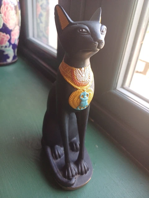 EGYPTIAN GODDESS BAST Cat Statue Plaster Handpainted Bastet £30.00 ...