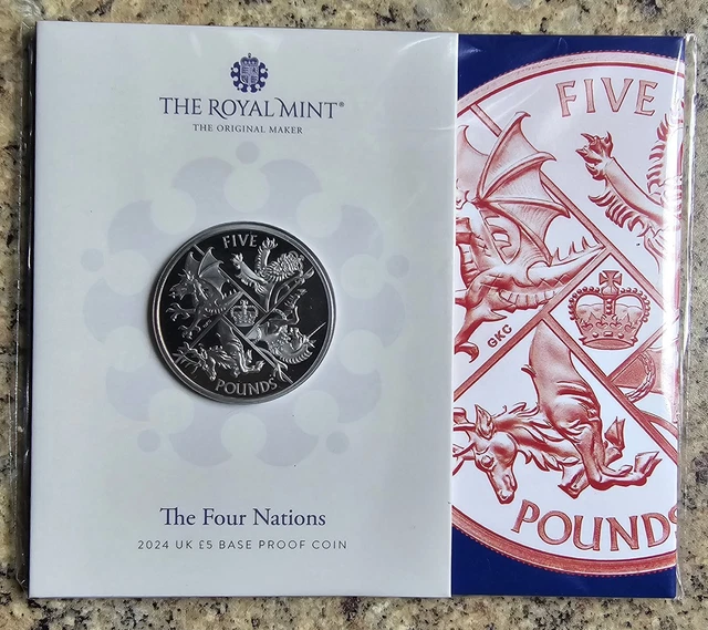 2024 COMPLETER FOUR Nations £5 Base Proof Coin Royal Mint Shop Only ...
