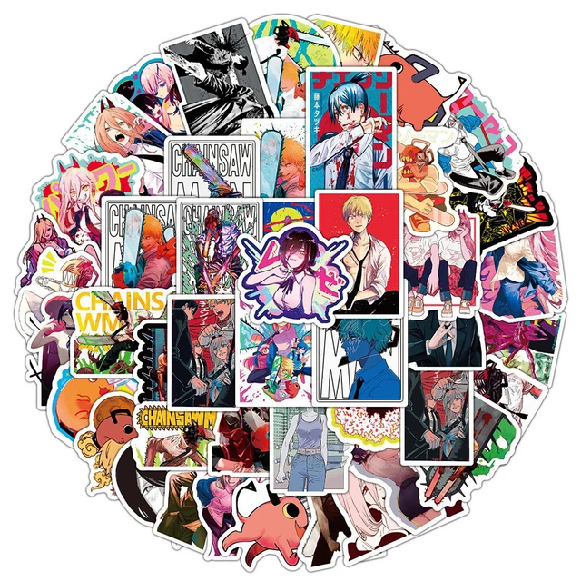 50PCS CHAINSAW MAN Stickers Cosplay Power Denji Pochita Graffiti Decals ...