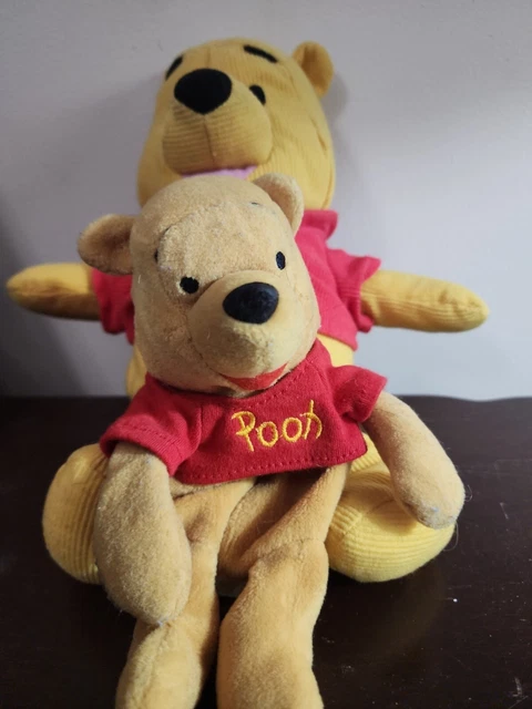 WALT DISNEY WORLD Winnie the Pooh Bear Plush Lot of 2- Red Sweater Pooh ...
