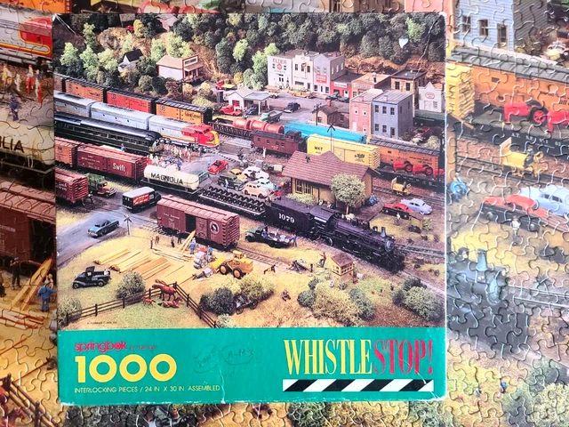 COMPLETE SPRINGBOK JIGSAW Puzzle Whistle Stop Model Train Railroad Set ...