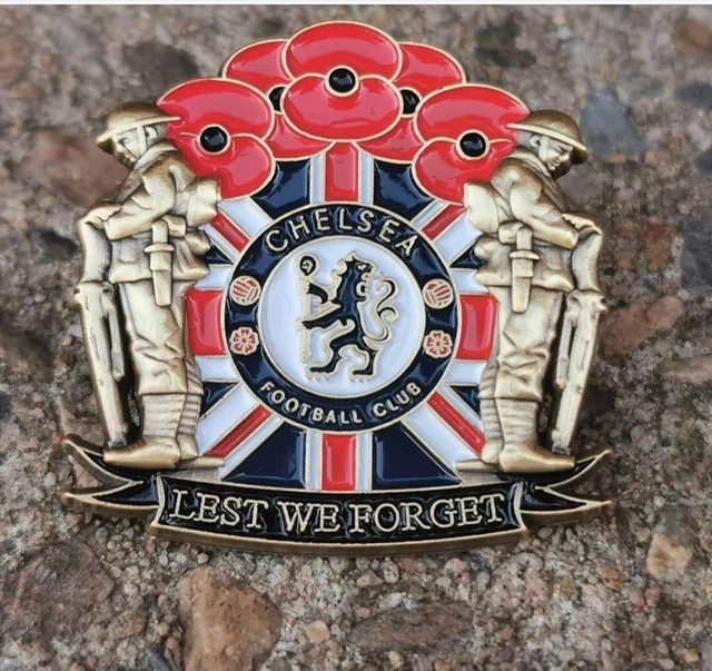 CHELSEA FC REMEMBRANCE Poppie Soldiers Lest We Forget Enamel Lapel Pin ...