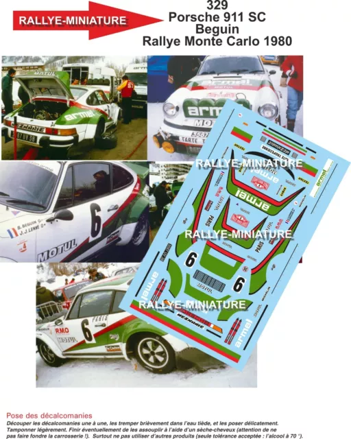 DECALS 1/24 REF 0329 Porsche 911 Beguin Rallye Monte Carlo 1980 Wrc ...