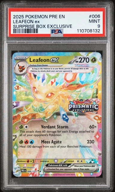 2025 POKEMON PRE En-Prismatic Evolutions Surprise Box Exclusive Leafeon ...