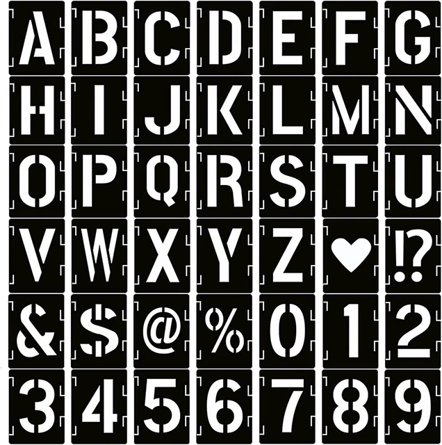 2 INCH STENCILS For Painting Numbers Letter Stencil 42PCS Interlocking 