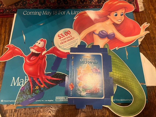 THE LITTLE MERMAID Display Stand Up Mib 1990 Walt Disney Vhs 5 Ft ...