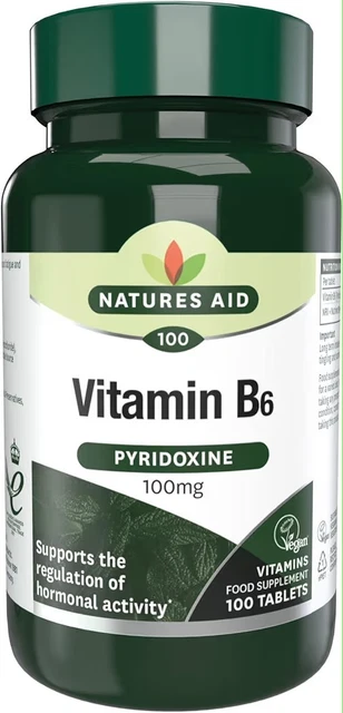 NATURES AID VITAMIN B6 100mg Tablets Energy & Nervous System 100 Pack £ ...