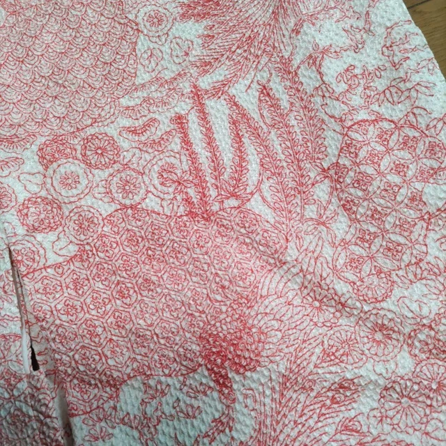 JAPANESE RETRO FULL Diaphragm Jacket Basting Thread Pure Silk Red Line ...