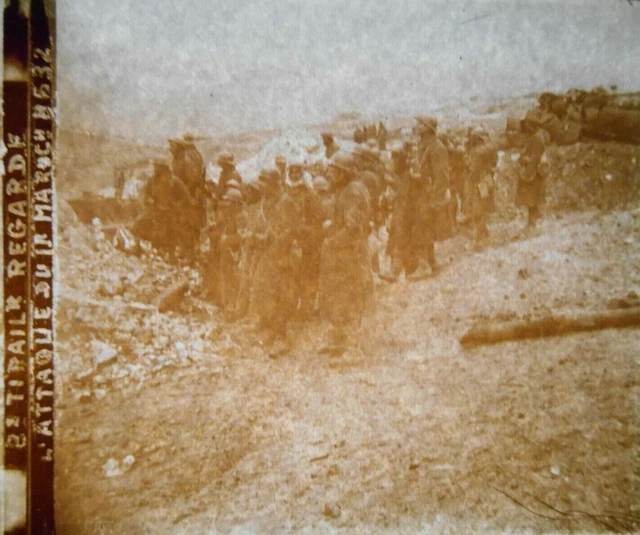 BATAILLON TIRAILLEURS ATTAQUE Maroch 1914-1918 Ww1 Plaque Verre Stéréo ...