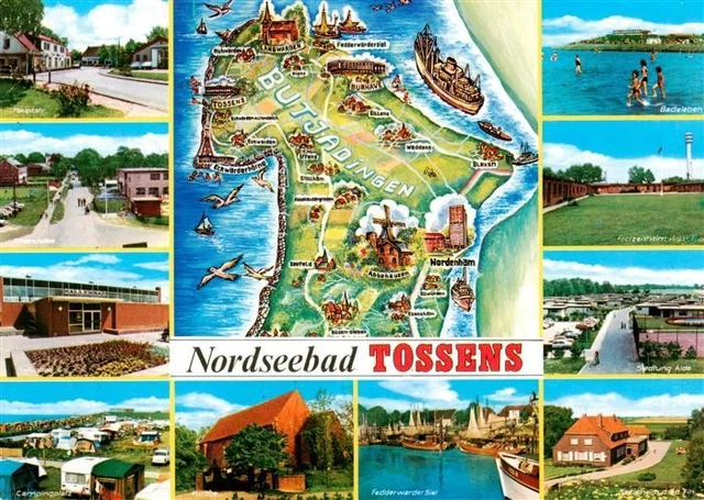 TOSSENS NORDSEEBAD TEILANSICHTEN Landkarte mit Sehenswuerdigkeiten EUR ...