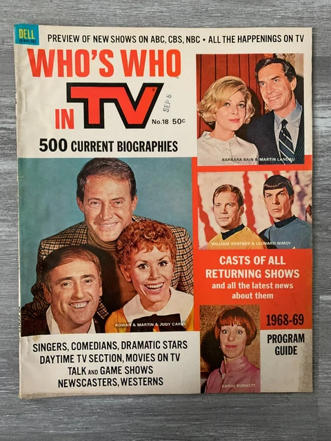 1968 WHO'S WHO IN TELEVISION Magazine #18 VG+ 4.5 Star Trek / Carol ...