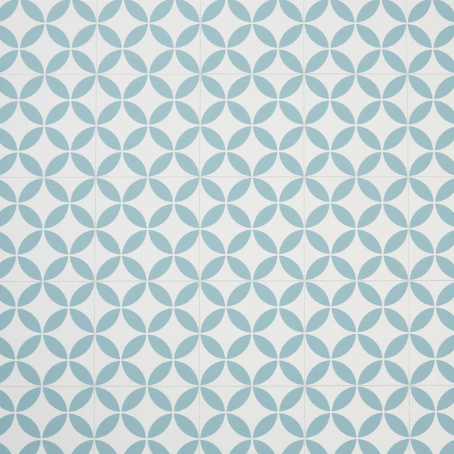 VINYL FLOORING ROLL Vintage Kitchen Tiles Foam Sheet Blue White ...