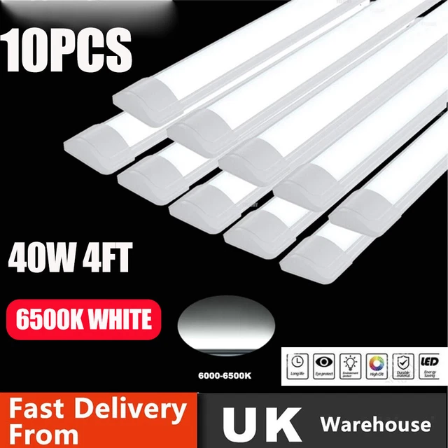 10X 120CM LED Tube Light 40W 6500K Batten Linear Slim Light WorkShop ...
