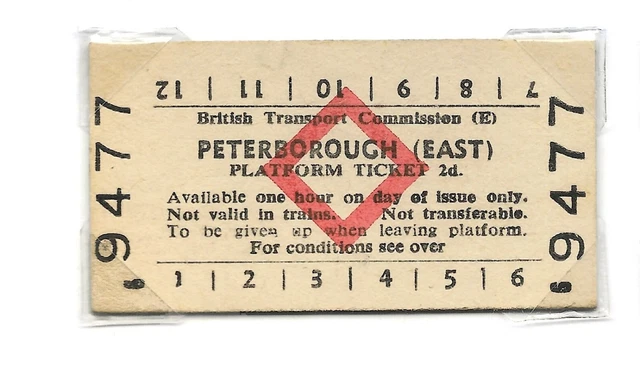 PETERBOROUGH (EAST) 2D Red Diamond Card Platform Ticket British ...