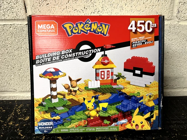 MEGA CONSTRUX POKEMON Building Box w/Pikachu & Eevee 450pc NEW DAMAGED ...