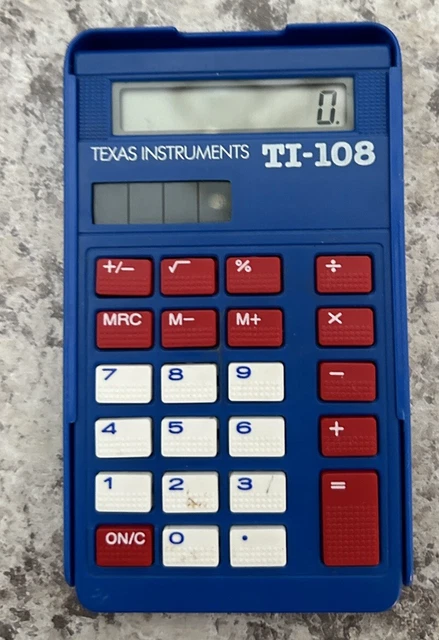 VINTAGE TEXAS INSTRUMENTS TI-108 Basic School Calculator With Cover ...
