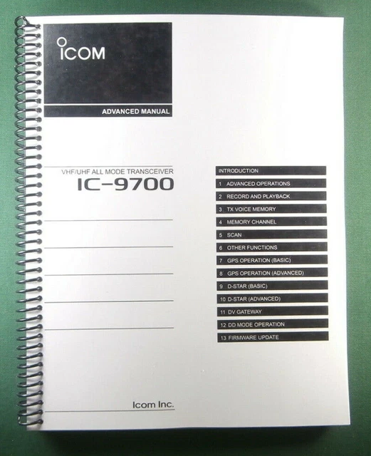ICOM IC-9700 ADVANCED Instruction Manual: Full Color & Coil Bound! $29. ...