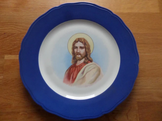 WANDTELLER MIT JESUS Porträt D=ca.26cm ZEH SCHERZER Bavaria-Germany ...