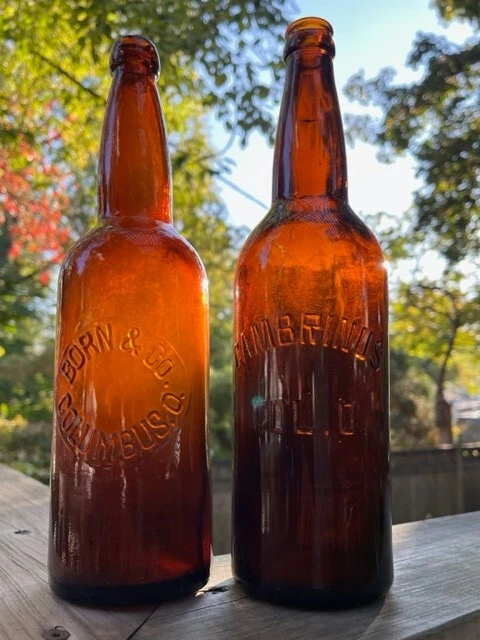 ANTIQUE AMBER QUART Beer Bottles from Columbus, Ohio (lot of 2) $11.13 ...