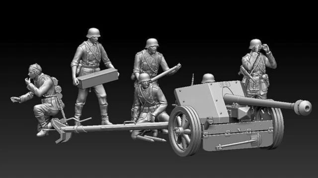 WW2 GERMAN ARTILLERY Crew Soldiers Full Set Soldiers 1/24th Resin ...