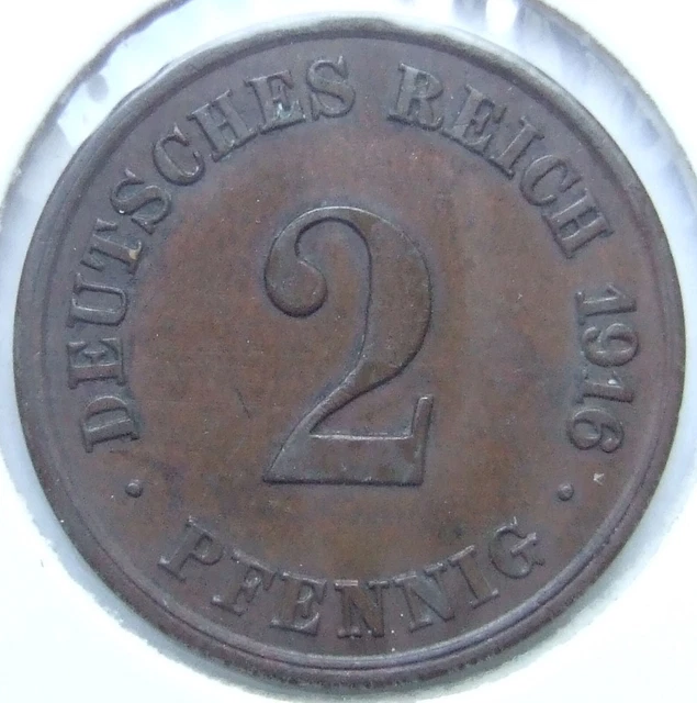 COIN GERMAN REICH Empire 2 Pfennig 1916 J IN Extremely fine £36.98 ...