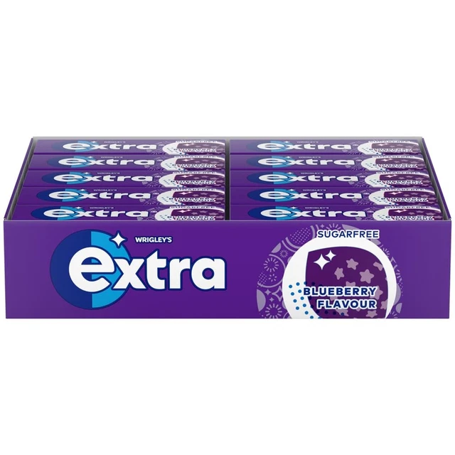EXTRA BLUEBERRY FLAVOUR Sugar Free Chewing Gum 10 pieces (1 x30x36 ...