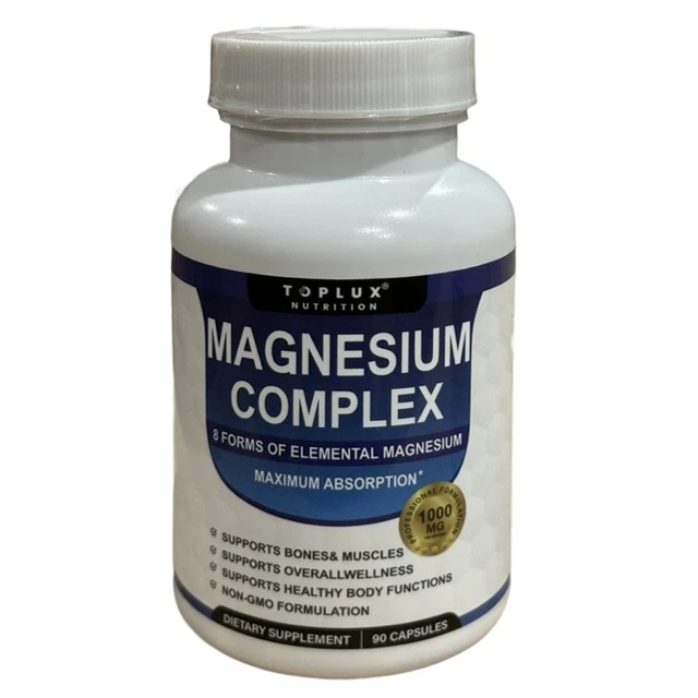 TOPLUX NUTRITION MAGNESIUM Complex 1000mg Supports 8 Elemental ...
