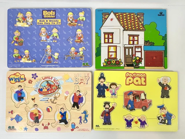 THE WIGGLES POSTMAN Pat Bob The Builder Wooden Jigsaw Puzzles Tree Toys ...