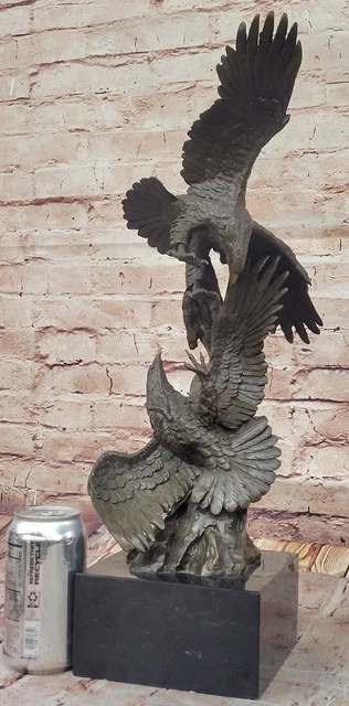 ABSTRACT MODERN ART Two Fighting Eagles Birds Wildlife Bronze Sculpture ...