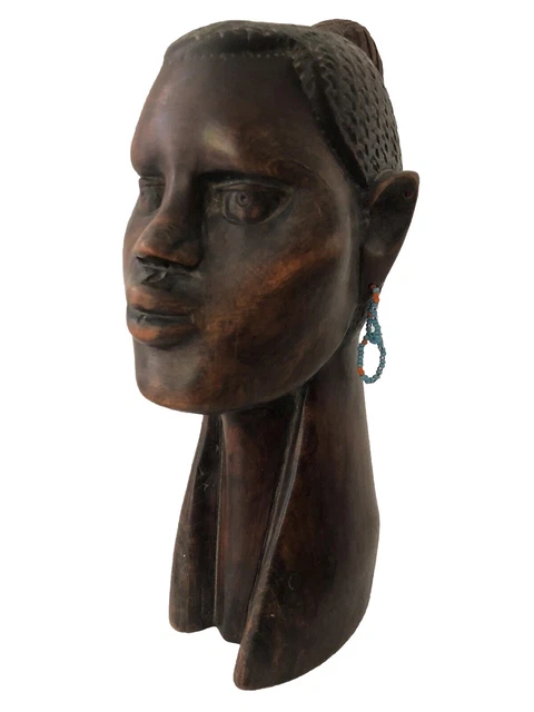 BUSTE AFRICAIN EN bois d'ébène, Sculpture De femme, Bois Précieux Dense ...