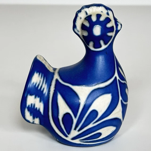 VINTAGE PABLO ZABAL Ceramic Blue and White Hen Chicken Pottery Figurine ...