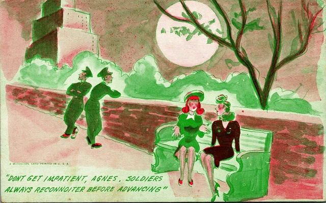 WWII MILITARY COMIC Mutoscope Soldiers Reconnoiter Unused Postcard UNP ...