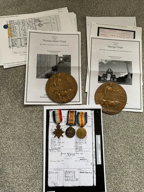 WW1 MEDALS AND 2 plaques to 3 brothers - CHIPP - REF 664 £300.00 ...