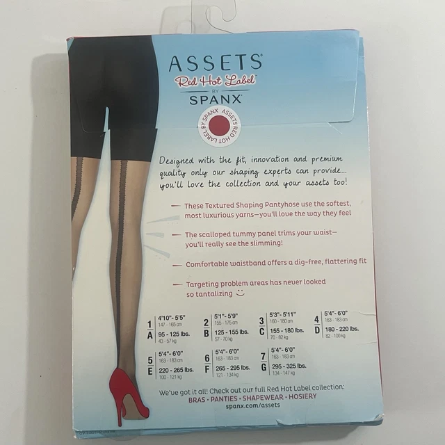 SPANX ASSETS RED Hot Label Textured Scallop Backseam Sheers Black Size ...