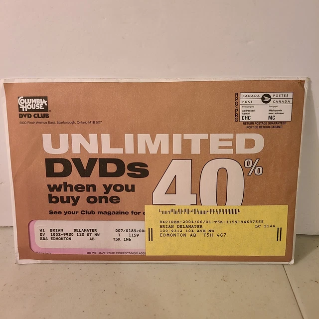 VINTAGE COLUMBIA HOUSE DVD CLUB mailer Advertising Advertisemt • New ...