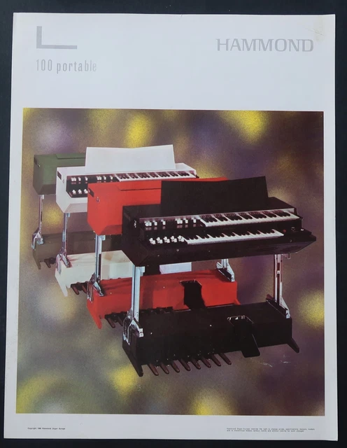 BROCHURE PUBLICITAIRE 1969 orgue HAMMOND L100 Portable organ ...