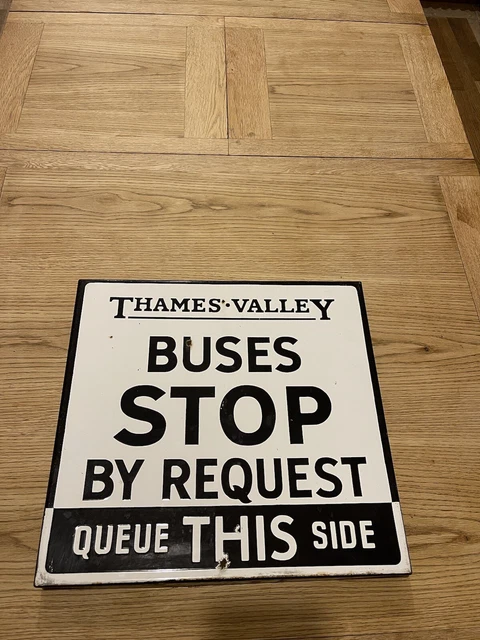 ORIGINAL VINTAGE ENAMEL Thames Valley Bus Stop Sign *Mint* £276.30 ...