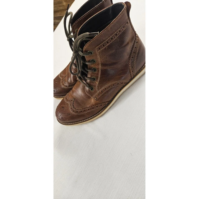 CREVO BOARDWALK MEN Leather Wingtip Boots Chestnut Brown CV1203-225 ...