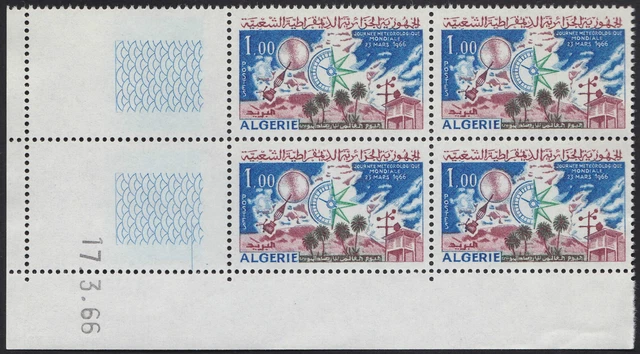 ALGERIA N° 421 ** Bf Weather Coin Dated 1966, Algeria Corner-Date Block ...