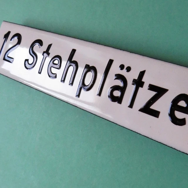 12 STEHPLÄTZE RARES antikes Emailschild um 1950 MAKELLOS Straßenbahn ZUCKERGUSS EUR 97,50 ...