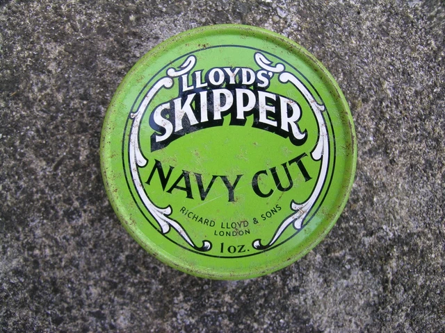 RARE 1920S LLOYDS Skipper Navy Cut tobacco round 1oz tin + original ...
