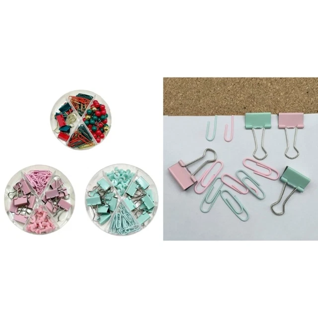 62/116PCS PAPER CLIPS Dovetails Binder Clips Push Pins, Office Binding ...