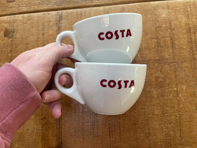 2 X COSTA Coffee White Ceramic Cups - From 2017 - 10.5Cm Wide - New ...