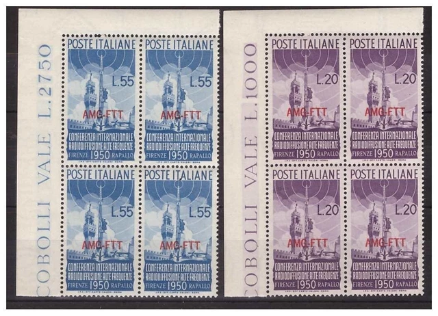 TRIESTE A - 1950 Radiodiffusion - Série Quartina D'Angle Nouvelle ...